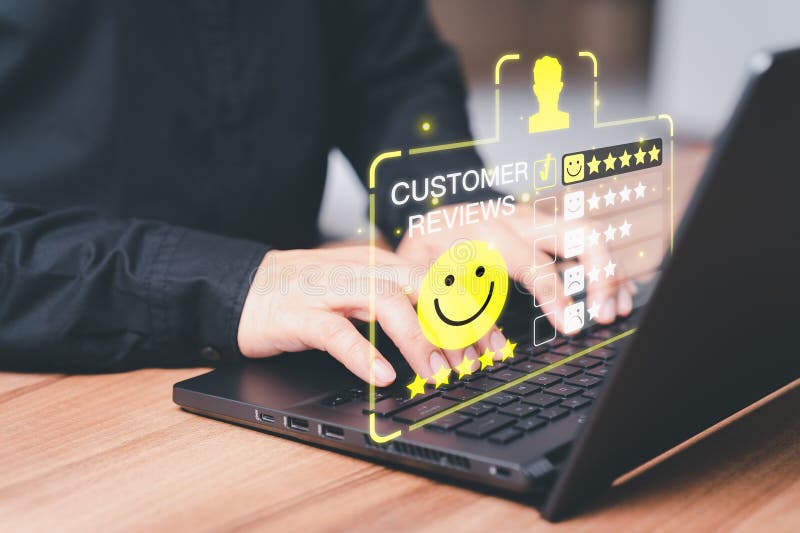 Customer Service Experience and Business Satisfaction Survey. Man Hand ...