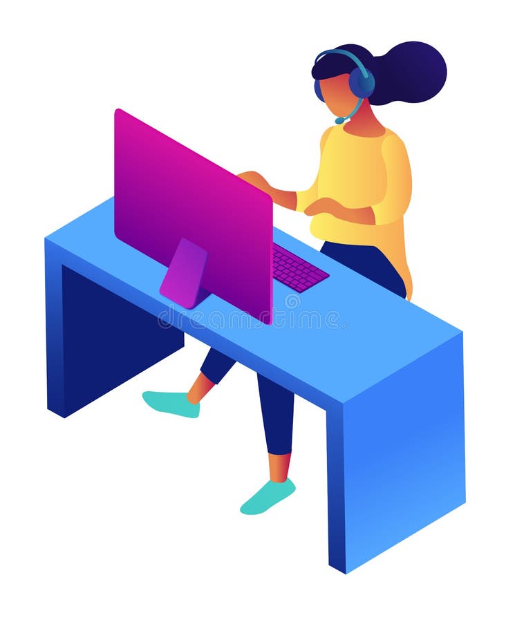 Customer Service Female Representative Isometric 3D Illustration. Stock ...