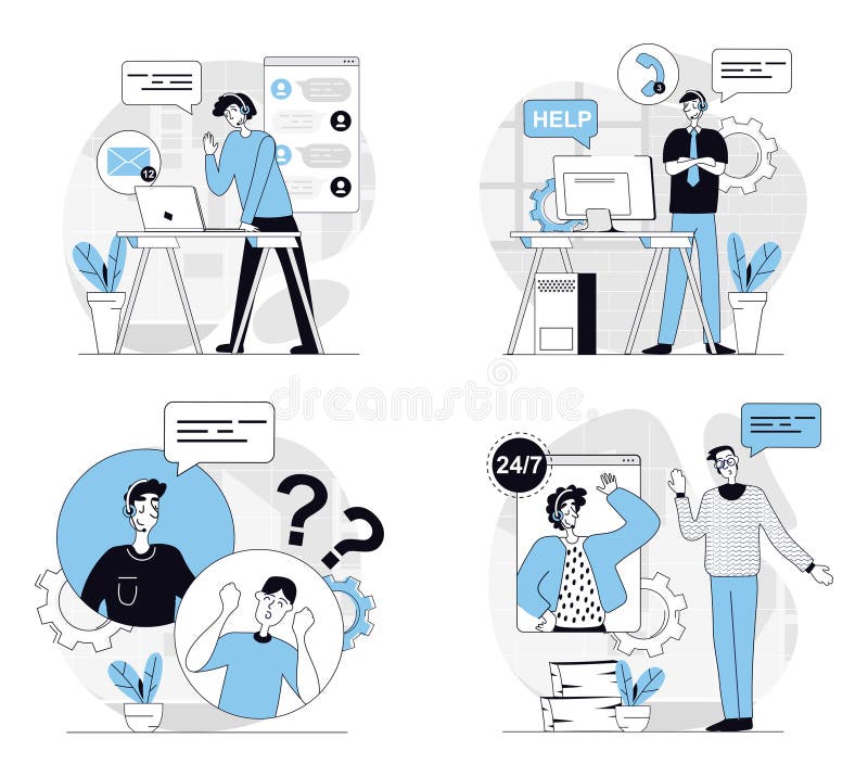 Customer Service Flat Concepts Stock Vector - Illustration of group ...