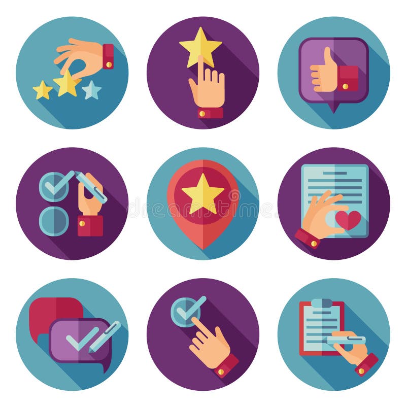 Customer Service Flat Vector Icons Set Stock Vector - Illustration of ...