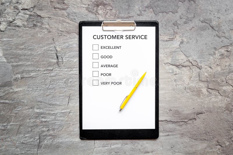 Customer Service Form on Grey Background Top View Copy Space Stock ...