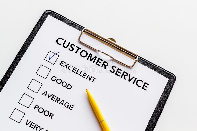 Customer Service Form with Mark Exellent Close Up on White Background ...