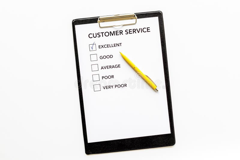 Customer Service Form on White Background Top View Copy Space Stock ...