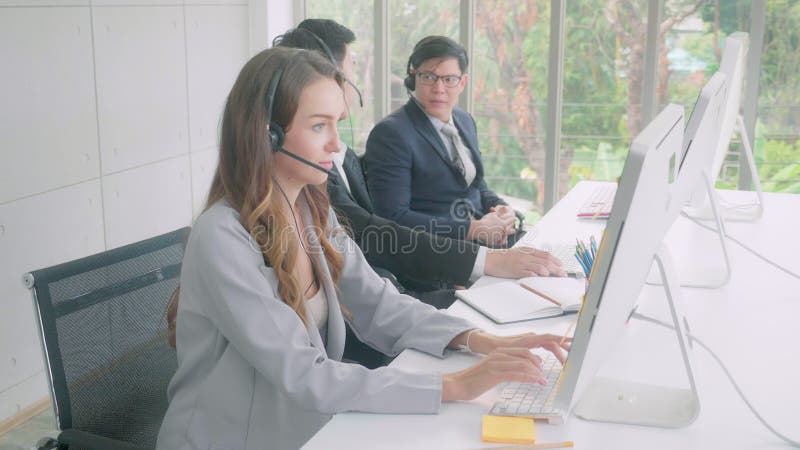 Customer Service with Friendly, Man and Woman Call Center and Operator ...