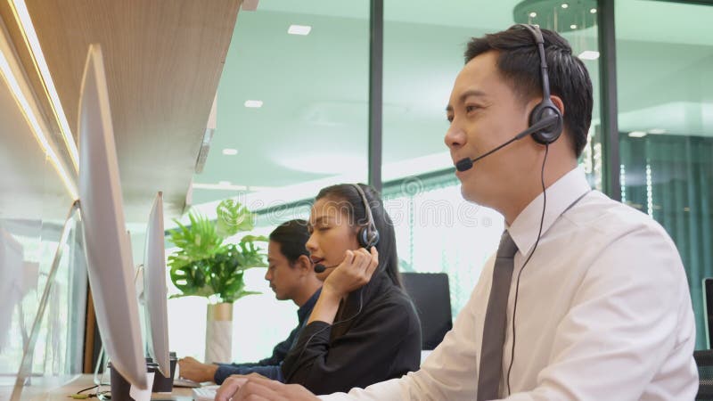 Customer Service with Friendly, Man and Woman Call Center and Operator ...