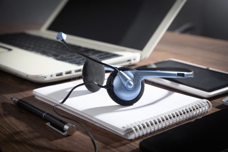 Customer Service Headset on the Office Table Stock Photo - Image of ...