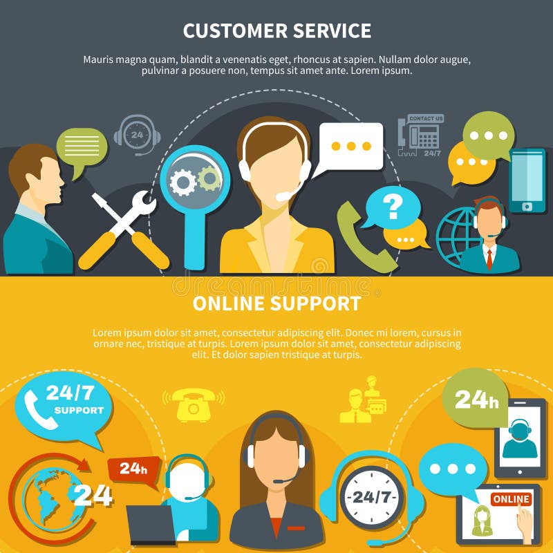 Customer Service Banners stock vector. Illustration of feedback - 47725317