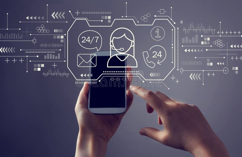 Customer Service 24 Hours 7 Days a Week with Smartphone Stock Photo ...