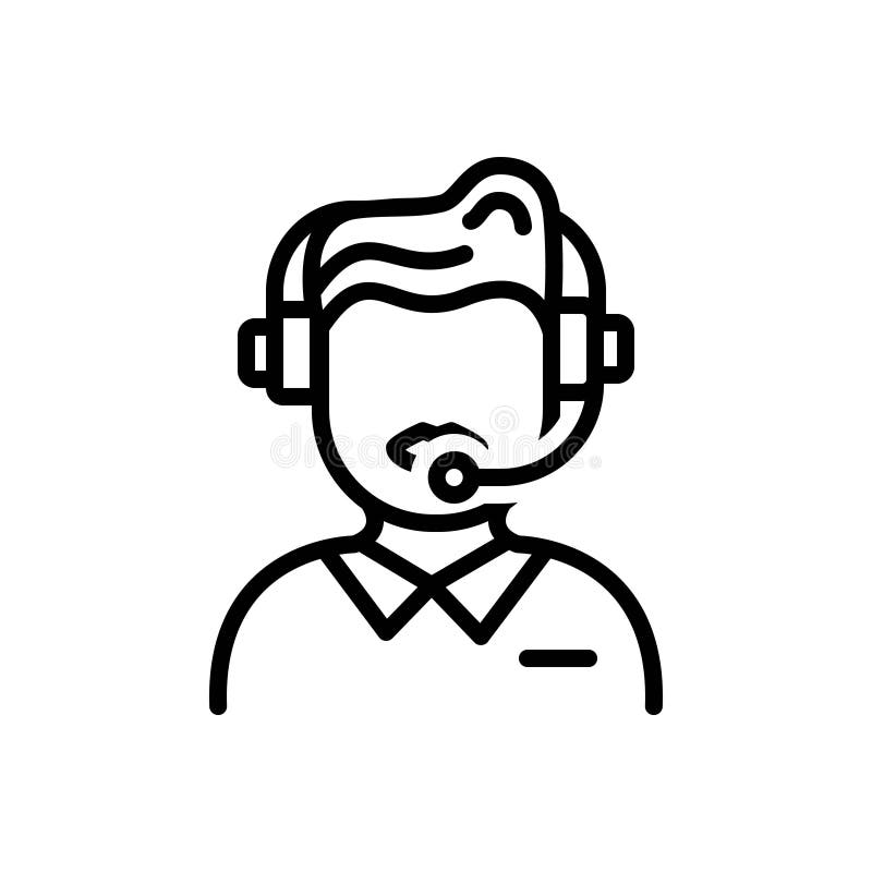 Black Line Icon for Customer Service, Consultant and Call Stock Vector ...
