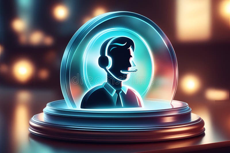 Customer Service Icon in Round Shape Glass Texture 3d Stock ...