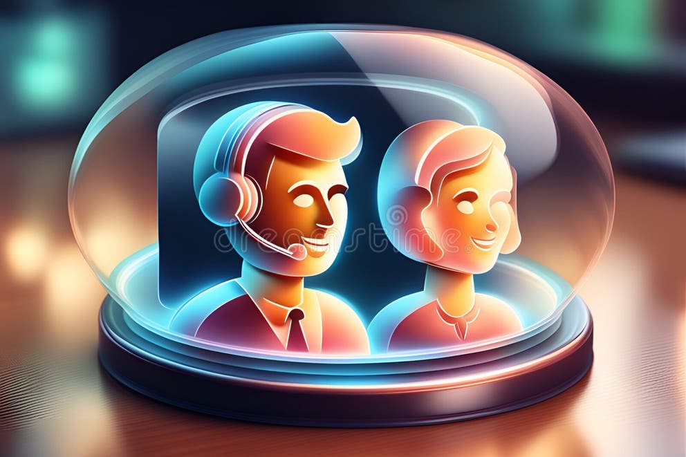 Customer Service Icon in Round Shape Glass Texture 3d Stock ...