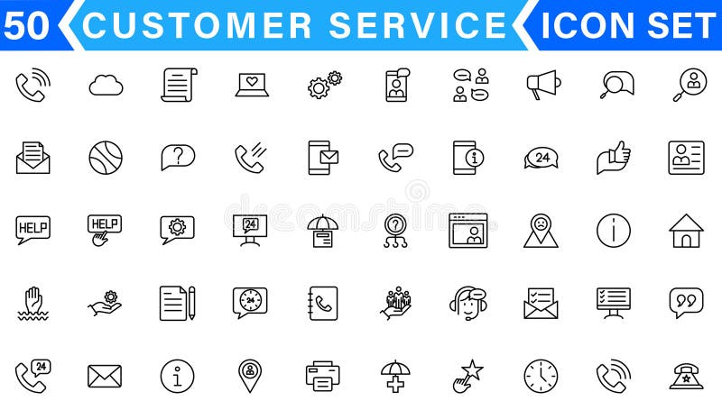 Customer Service Icon Set. Containing Customer Satisfied, Assistance ...