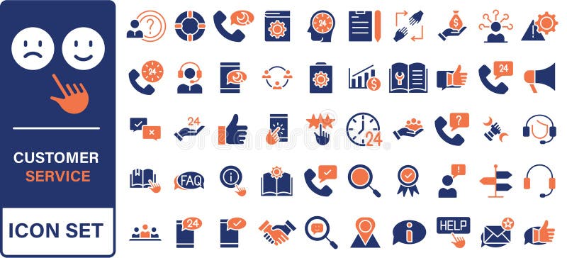 Customer Service Icon Set. Containing Customer Satisfied, Assistance ...