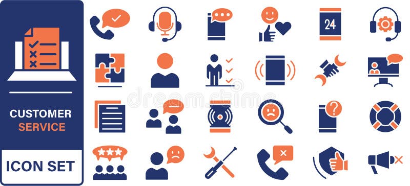 Customer Service Icon Set. Containing Customer Satisfied, Assistance ...