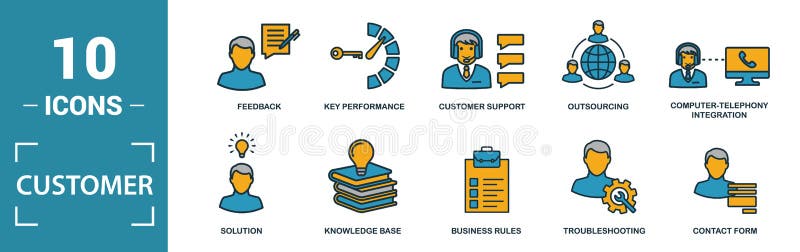 Customer Service Icon Set. Include Creative Elements Agent Console ...