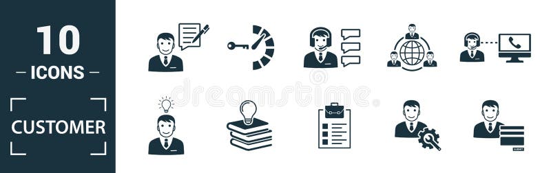 Customer Service Icon Set. Include Creative Elements Agent Console ...