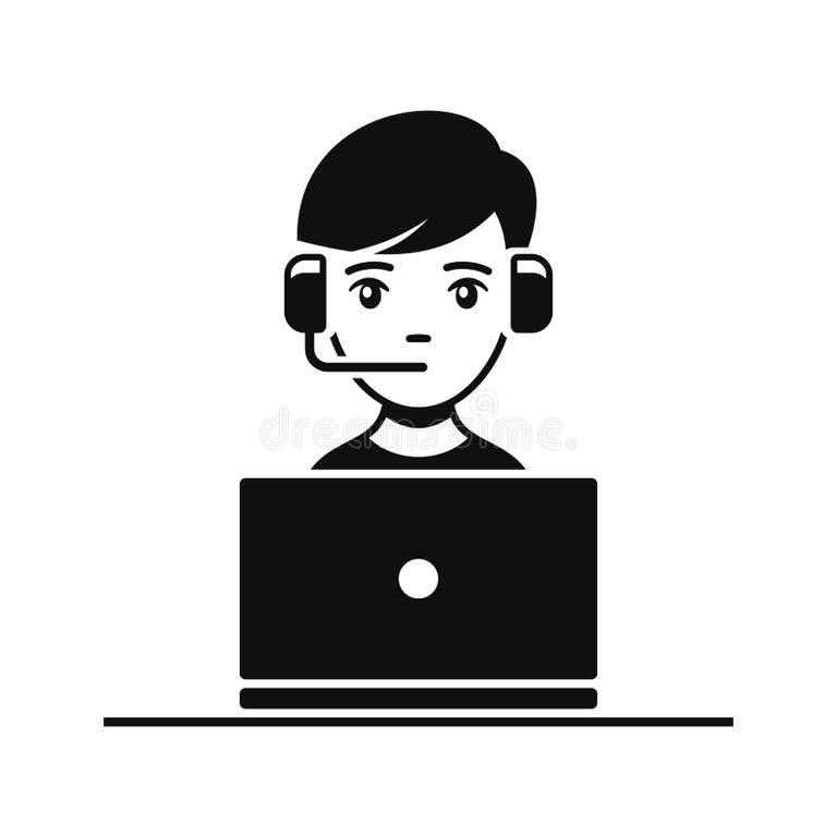 Customer Service Icon. User with Headphone Stock Vector - Illustration ...