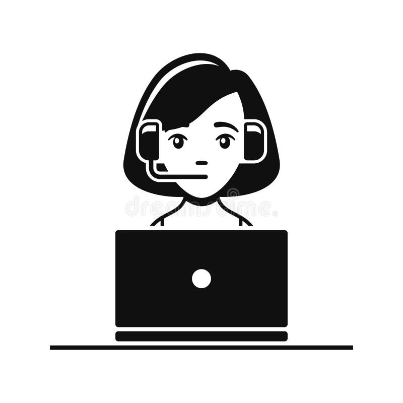 Customer Service Icon. User with Headphone Stock Vector - Illustration ...