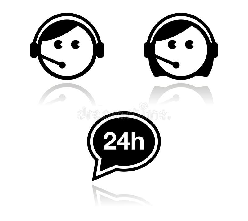 Customer Service Icons Set - Call Center Agents Stock Illustration ...