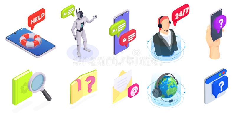 Customer Service Isometric Isolated Icon Set Stock Vector ...