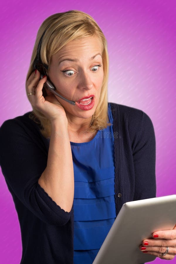 Customer Service Lady Surprised Stock Photo - Image of astounded ...