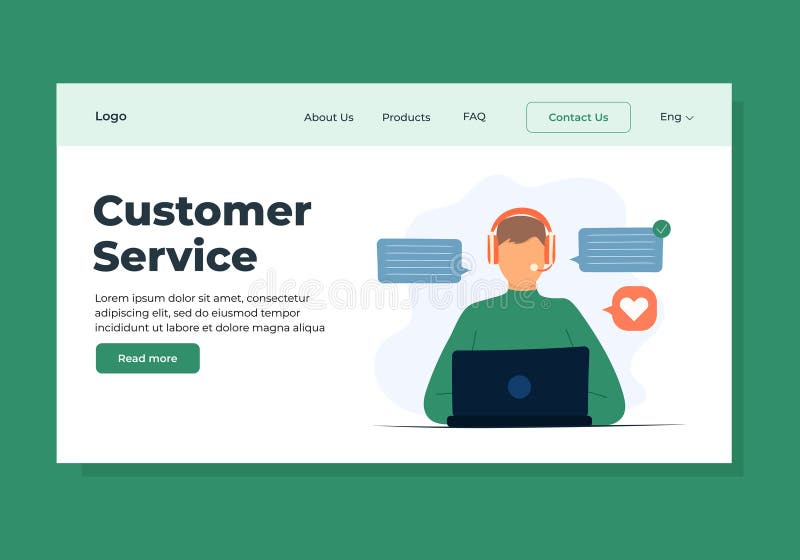 Customer Service Landing Page. Stock Vector - Illustration of page ...