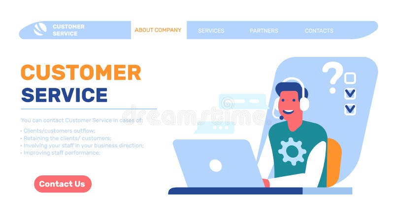 Customer Service Landing Page. Online Feedback. Website Interface ...