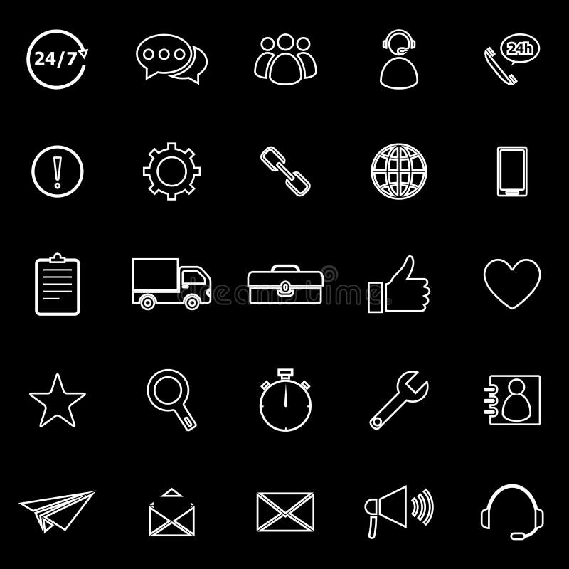 Customer Service Line Icons on Black Background Editorial Stock Photo ...
