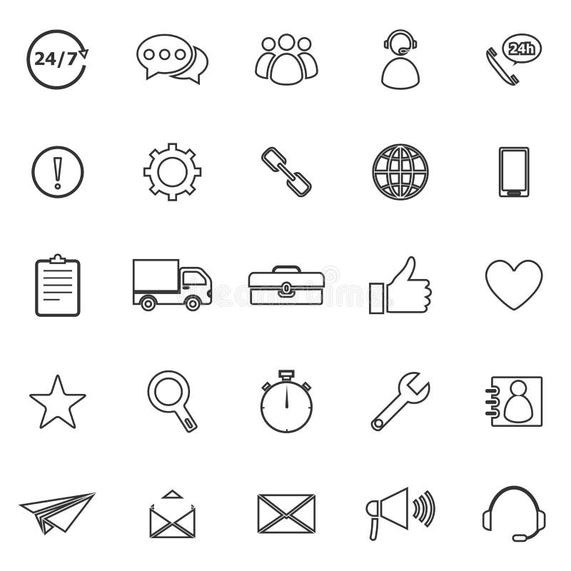 Customer Service Flat Icons with Long Shadow Stock Vector ...