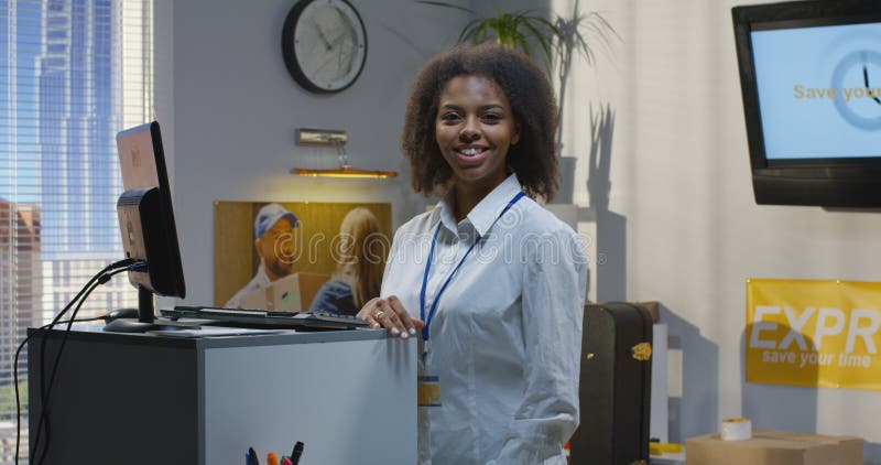 Customer Service Manager Standing by Desk Stock Photo - Image of ...