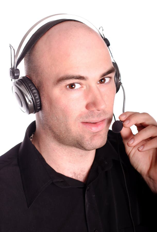 Bald man customer service stock photo. Image of happy - 10998848