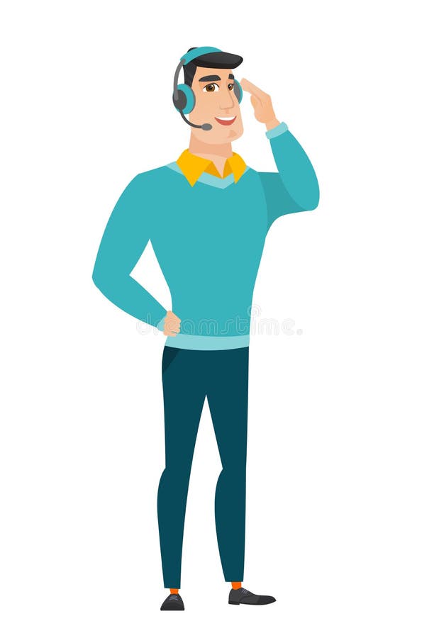 Customer Service Operator in Headset. Stock Vector - Illustration of ...
