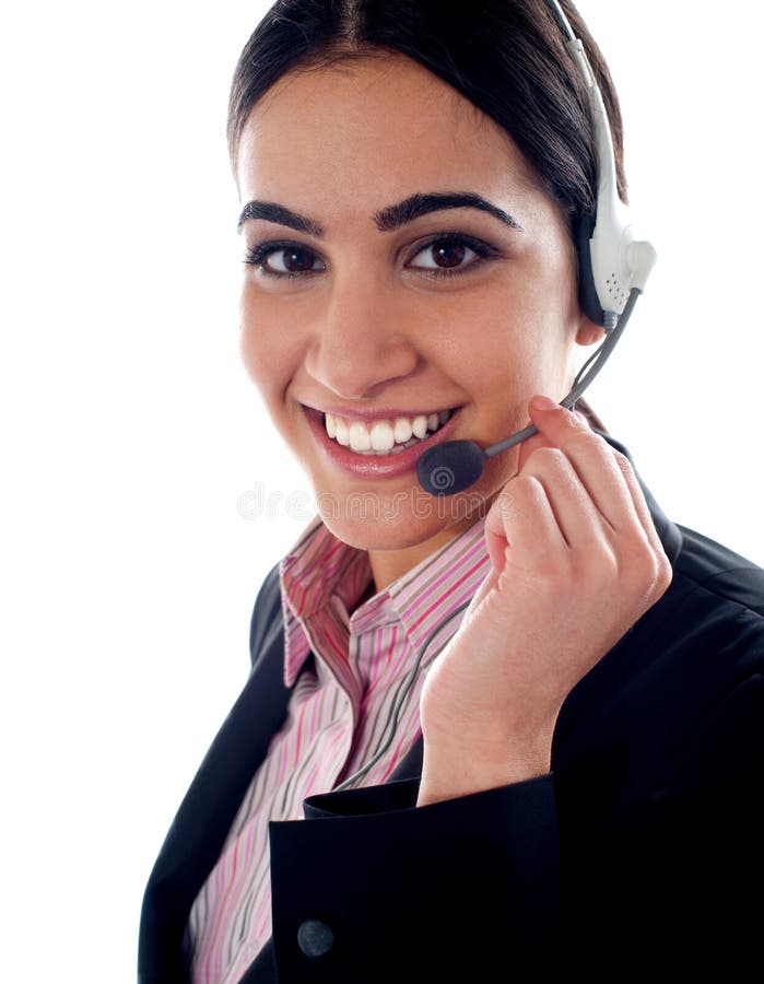 Customer Service Operator Holding Mic Stock Image - Image of care ...