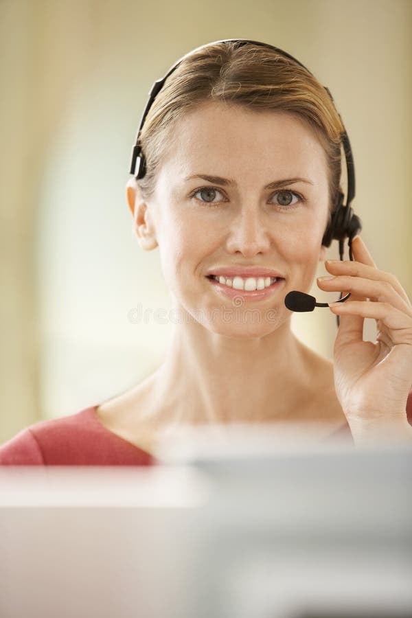 Customer Service Operator Wearing Headset Stock Photo - Image of ...