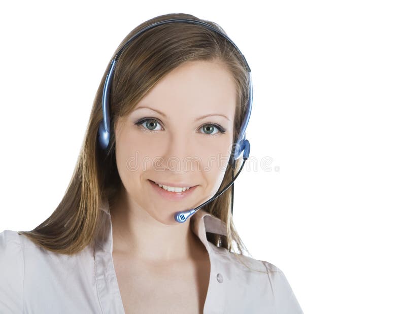 Customer Service Operator Woman with Headset Stock Image - Image of ...
