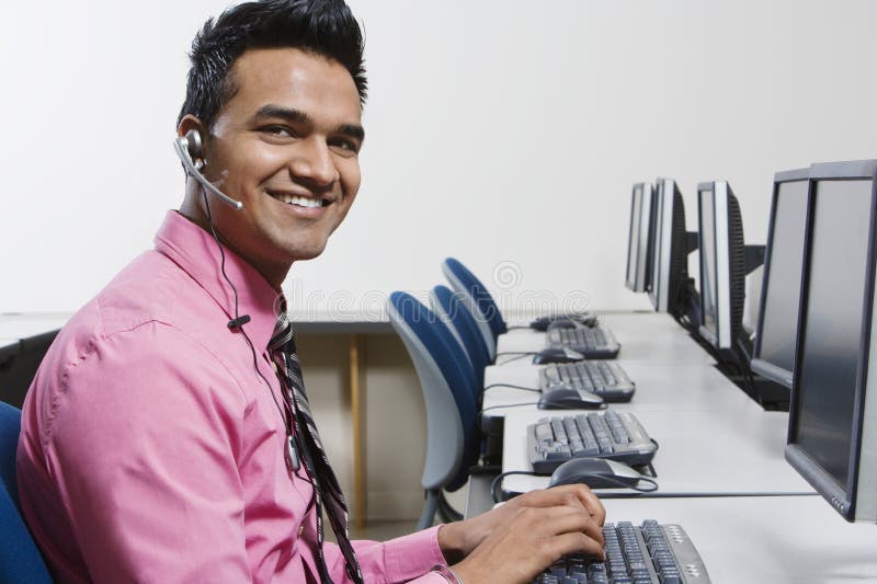 Customer Service Operator Working in Office Stock Photo - Image of ...