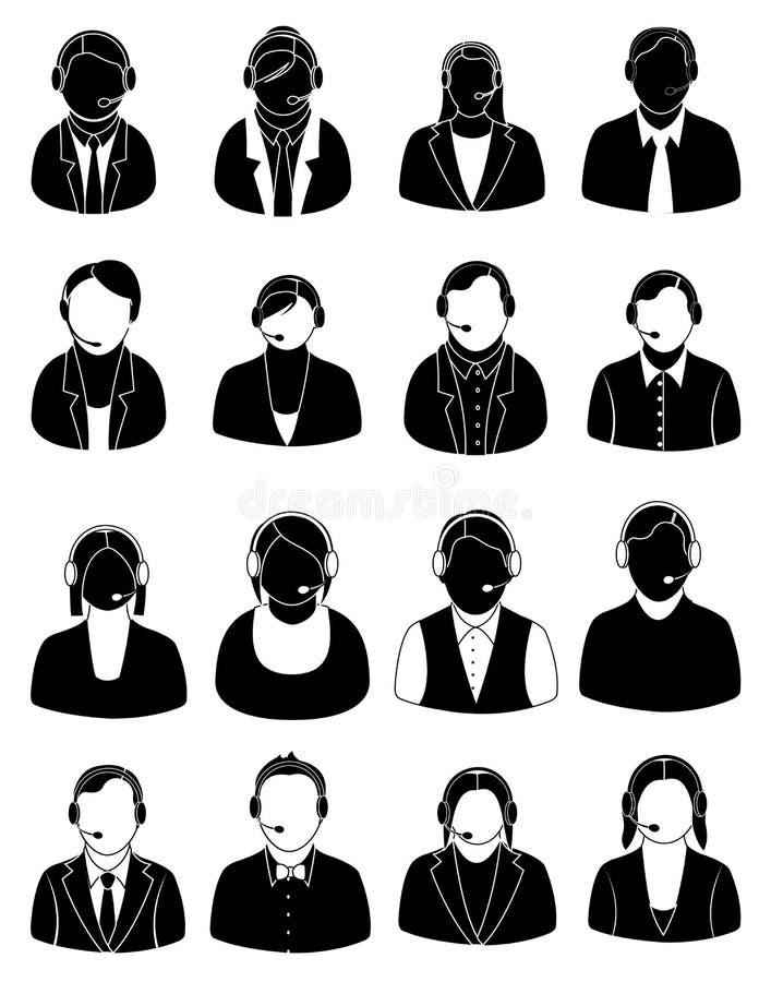 Customer Service People Icons Set Stock Illustration - Illustration of ...