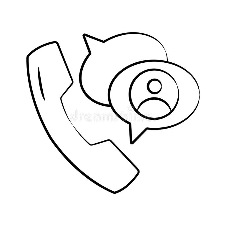 Customer Service Phone Call Icon Designed in Doodle Style Stock Vector ...