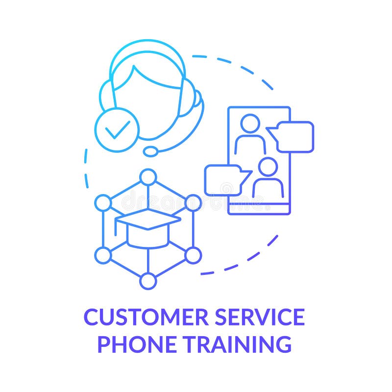 Customer Service Phone Training Blue Gradient Concept Icon Stock Vector ...