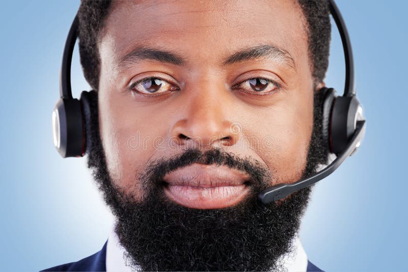 Customer Service Portrait, Studio Black Man and Serious Consultant for ...