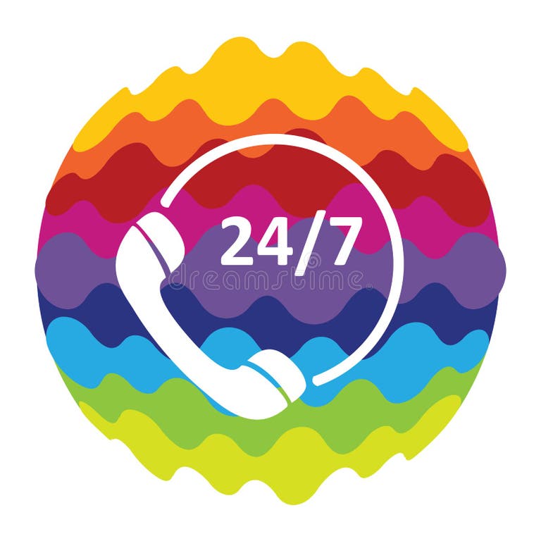 Customer Service 24 7 Rainbow Color Icon for Mobile Applications Stock ...