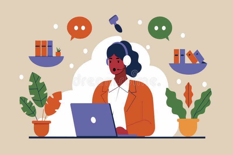 Customer Service Rep at Work with Charts and Messages Stock ...