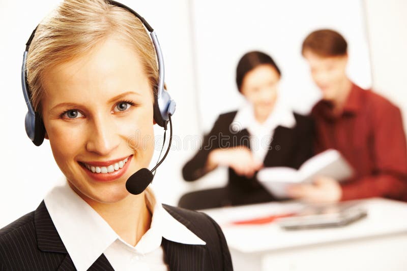 Customer Service Representative Stock Image - Image of happy, blond ...