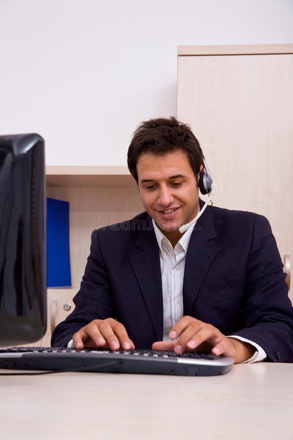 Smiling Customer Service Rep Stock Image - Image of phone, east: 24524975