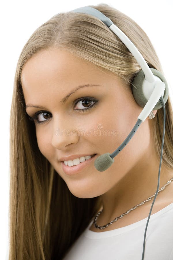 Asian Girl Working As Customer Service Representative Stock Photo ...