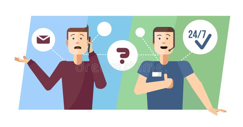 Customer Service Representative at Computer in Headset. Isolated on ...