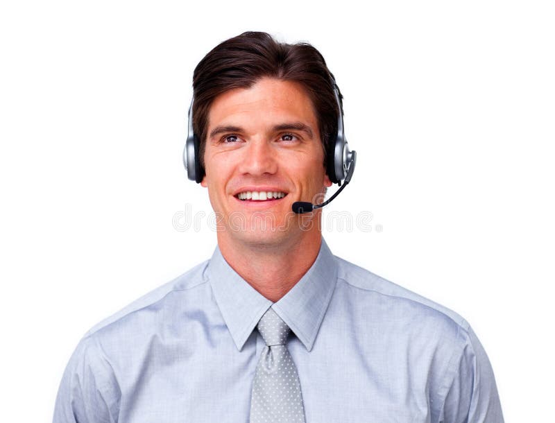 Charming Customer Service Agent Talking on Headset Stock Image - Image ...