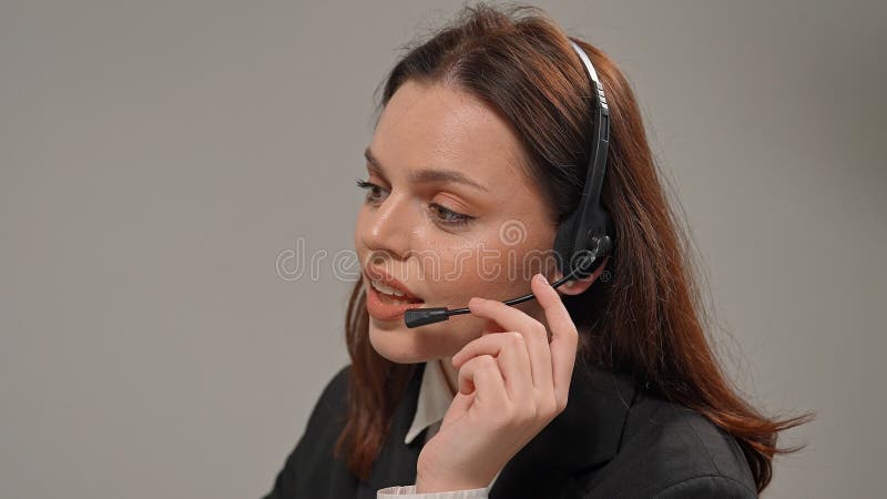 Customer Service Representative with Headset Assisting Clients Stock ...