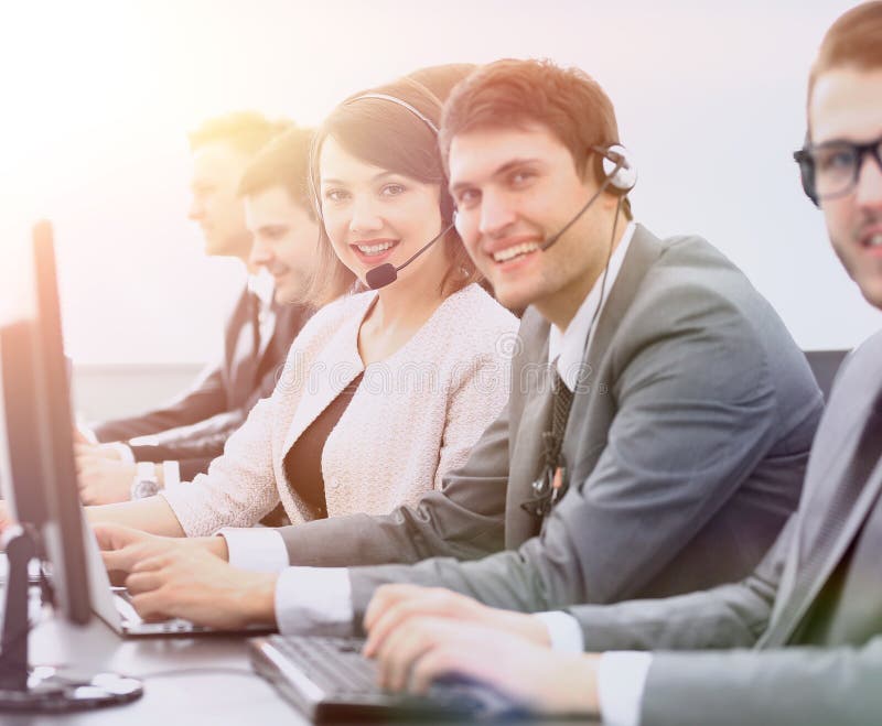 Customer Service Representative with Headset in Call Center Stock Image ...