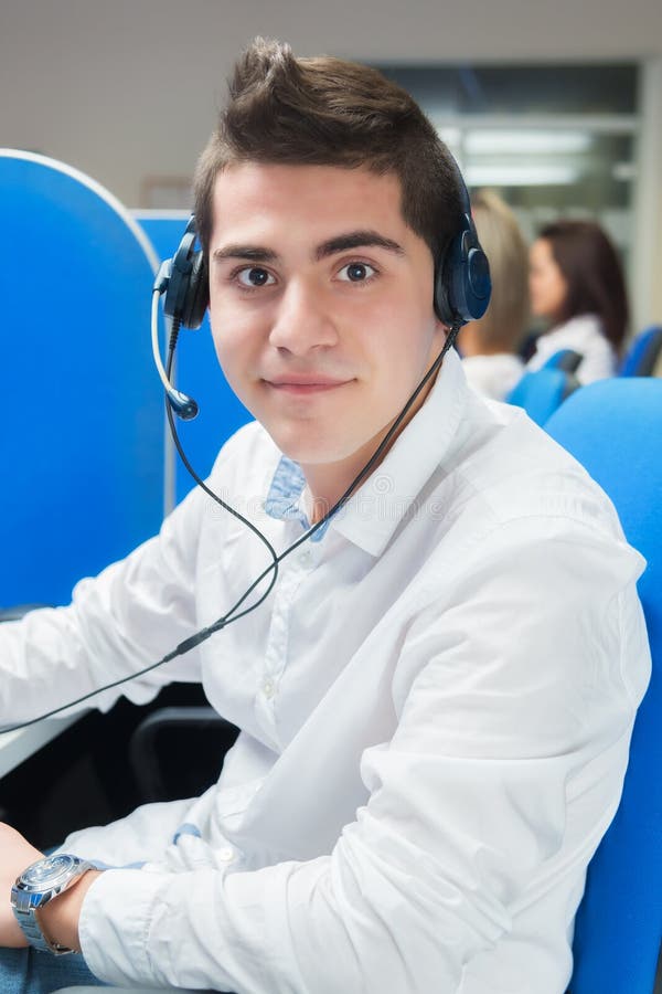 Customer Service Representative with Headset in Office Stock Image ...